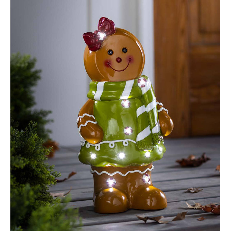 Plow & Hearth Lighted Gingerbread Girl Shorty Statue | Wayfair